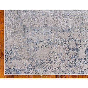 Unique Loom Mystic Collection Area Rug - Seine (2'x 6' Runner, Navy Blue/ Beige)
