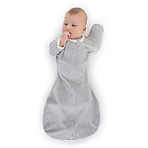 SwaddleDesigns Transitional Swaddle Sack with Arms Up Half-Length Sleeves and Mitten Cuffs, Medium, 3-6 Months, 14-21 lb, Heathered Gray (Arms Up Swaddle, Transition Swaddle Sleep Sack)