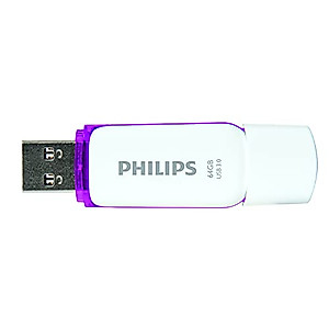 PHILIPS High Speed 64GB Flash Drive, Snow Edition USB 3.0 - White/Purple, 100MB/s