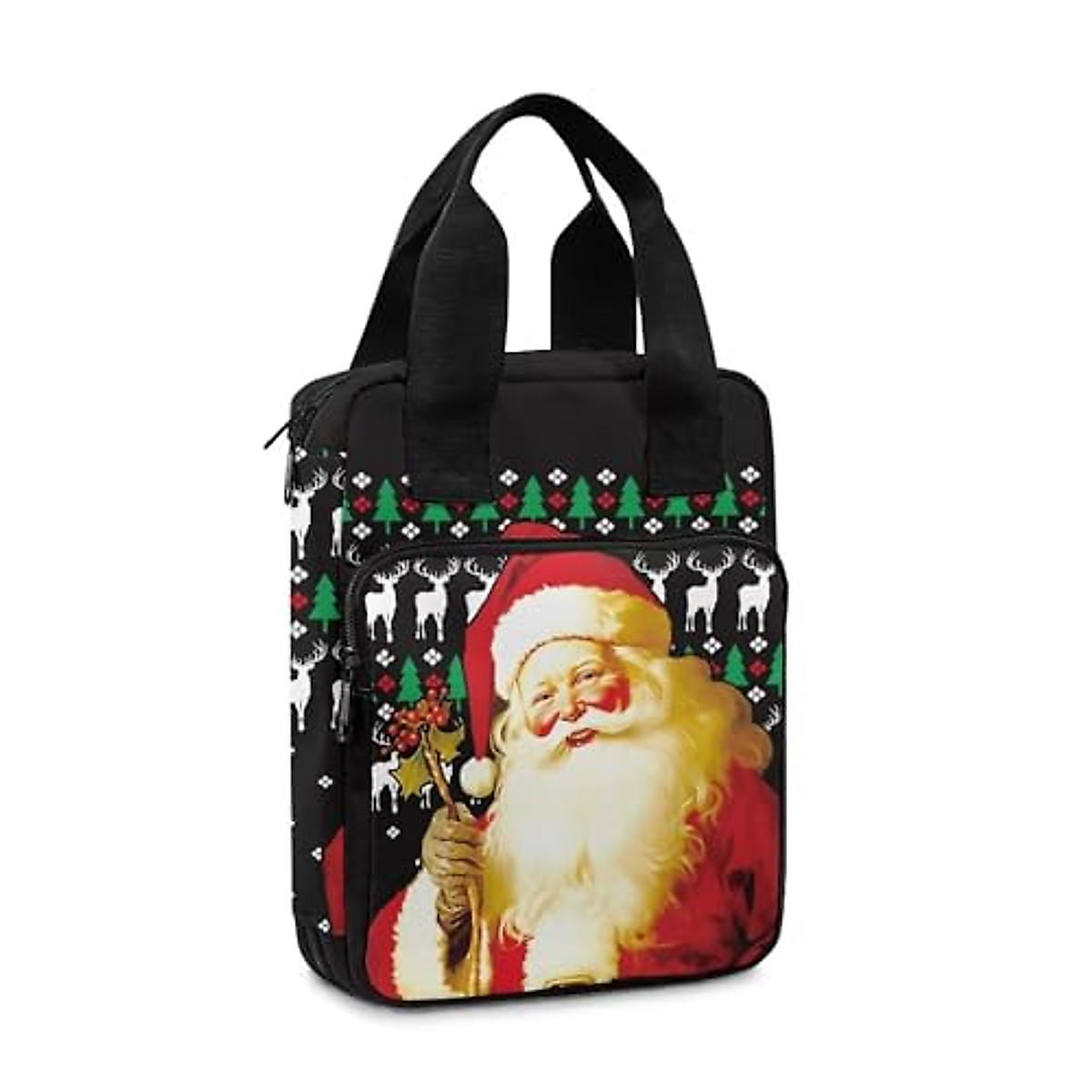 Poceacles Bible Cover Christmas Santa Claus Bible Case for Women Bible Case Bible Covers, Tote Bible Bag, Bible Carrying Case for Men with Zipper Pocket