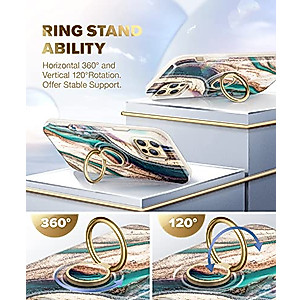 GVIEWIN for iPhone 12 Pro Max Case 6.7 Inch, Built-in 360° Rotate Ring Stand, Stylish Durable Marble Pattern Shockproof Kickstand Phone Holder Protective Case Cover (Drift Sand/Brown)