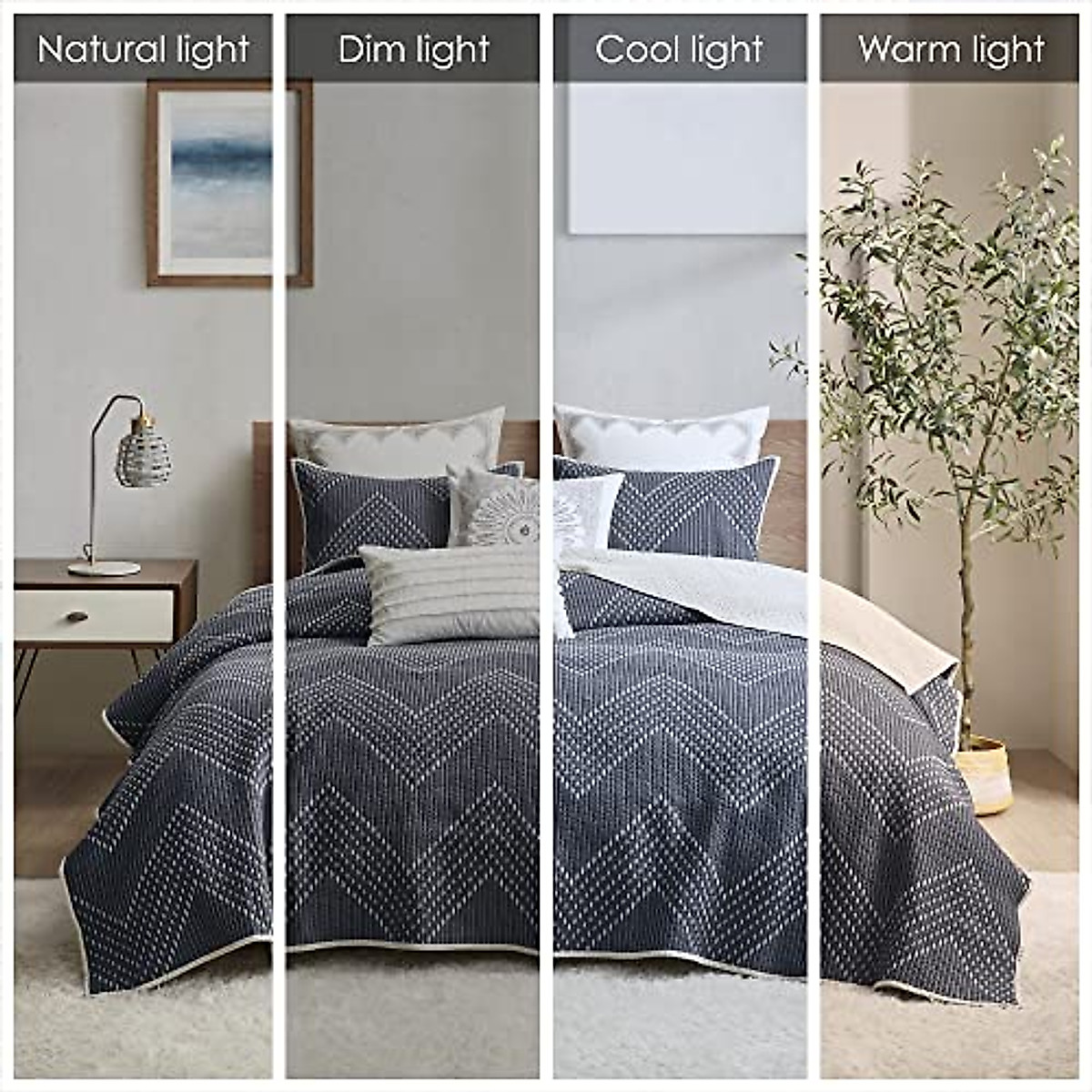 INK+IVY II13-564 Pomona 3 Piece Coverlet Mini Set, Full/Queen, Navy