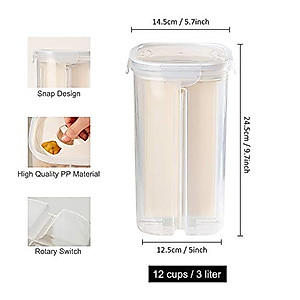 AIKENR Airtight Food Storage Container, Clear Kitchen Cereal Storage Containers with Airtight Food Lids and Compartments Ideal for Cereal Candy Snacks, 3L