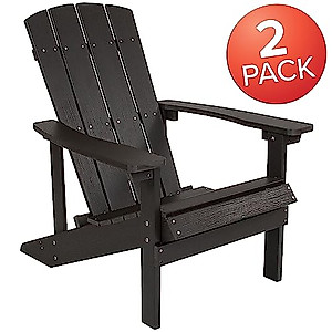 Flash Furniture Charlestown Poly Resin Adirondack Chair - Slate Gray - All Weather - Indoor/Outdoor - Set of 2