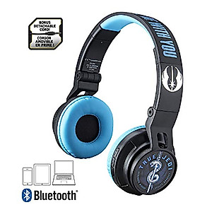 Star Wars Ep 9 Kids Headphones Bluetooth Wireless with Microphone Safe Listening Rechargeable Battery Adjustable Kids Headband for School Packaging