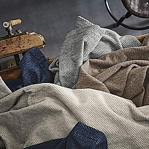 IBENA Simple Classic Solid Taupe Colored Throw Blanket Valencia