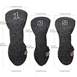 YuEagleSky Golf Head Covers Driver Fairway #3#5 Hybrid USA Flag Memory Foam, for Men Women (Black or White)