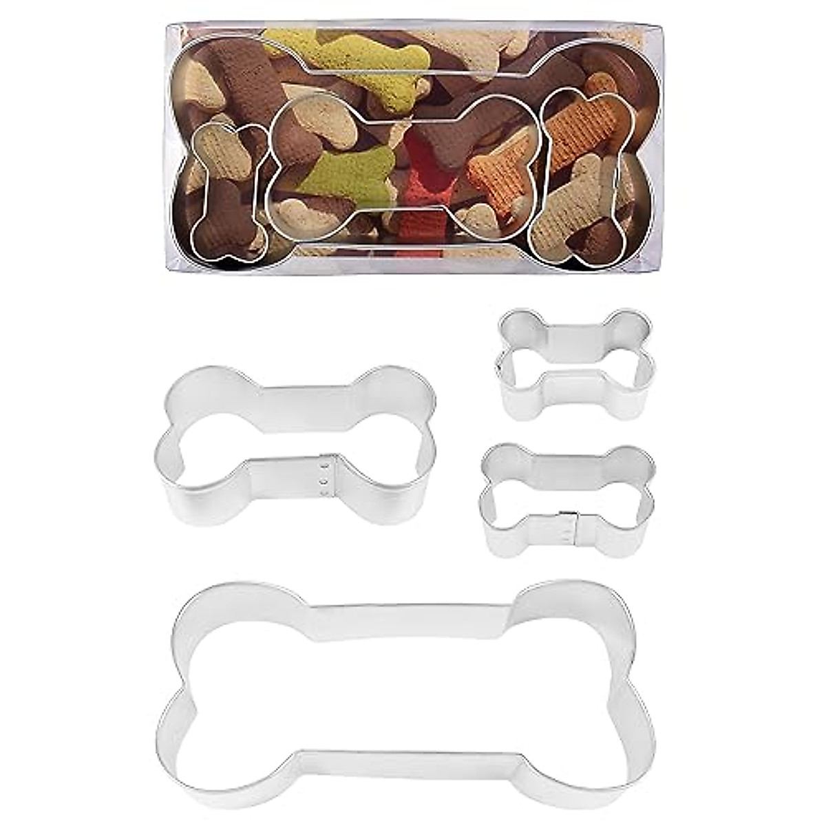 R&M International Dog Bone Cookie Cutters, Assorted Sizes, 4-Piece Set