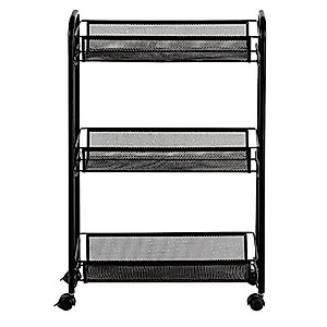 ATAAY Storage Trolley Rolling Metal Trolley Storage Trolley Kitchen Trolley Trolley Vegetable Rack Kitchen/Black