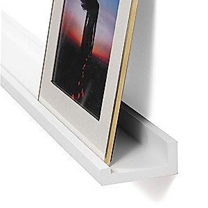 Wallniture Denver 46" White Floating Shelves for Wall Decor, Wall Bookshelves for Living Room, Photo Ledge for Bedroom, Rustic Wall Shelves, Floating Wall Bookshelf, Wood Picture Ledge Shelf Set of 4