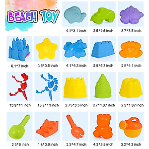 DANSIOYE Beach Toys for Kids 3-10, 33pcs Beach Toys for Toddlers Kids Sand Castle Toys with Beach Bucket. Sand Shovels, Sand Castle Molds Kit, Animal Molds, Mesh Bag, Sandbox Toys for Toddlers Babies