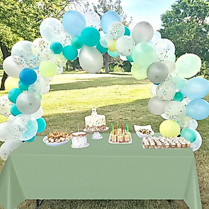 12 Pack Sage Green Tablecloth Plastic Table Cloth 54 x 108 inch Disposable Plastic Tablecloths for Rectangle Tables,Disposable Table Cover for Wedding,Birthday,Bridal,Baby Shower Party Decorations