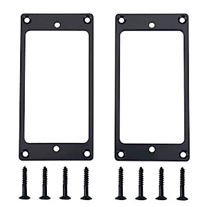 2PCS ShareGoo Metal Flat Humbucker Cover Electric Guitar Pickup Frame Mounting Ring with Screws (Black)