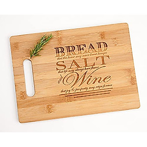 Bread Salt Wine 8.5x11 Engraved Bamboo Wood Cutting Board Housewarming Gift, Poem Quote from It's a Wonderful Life Realtor Closing Gift Idea Charcuterie Butter Board