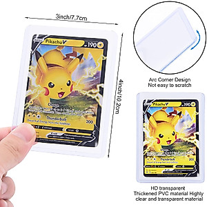YEIO Top Loaders for Cards,Hard Card Sleeves PVC Trading Card Holder Clear Protective Sleeves Holder for Baseball Card,Sports Cards, Trading Card, Game Card 3 x 4 Inch (30 Pcs+50 Penny Sleeves)