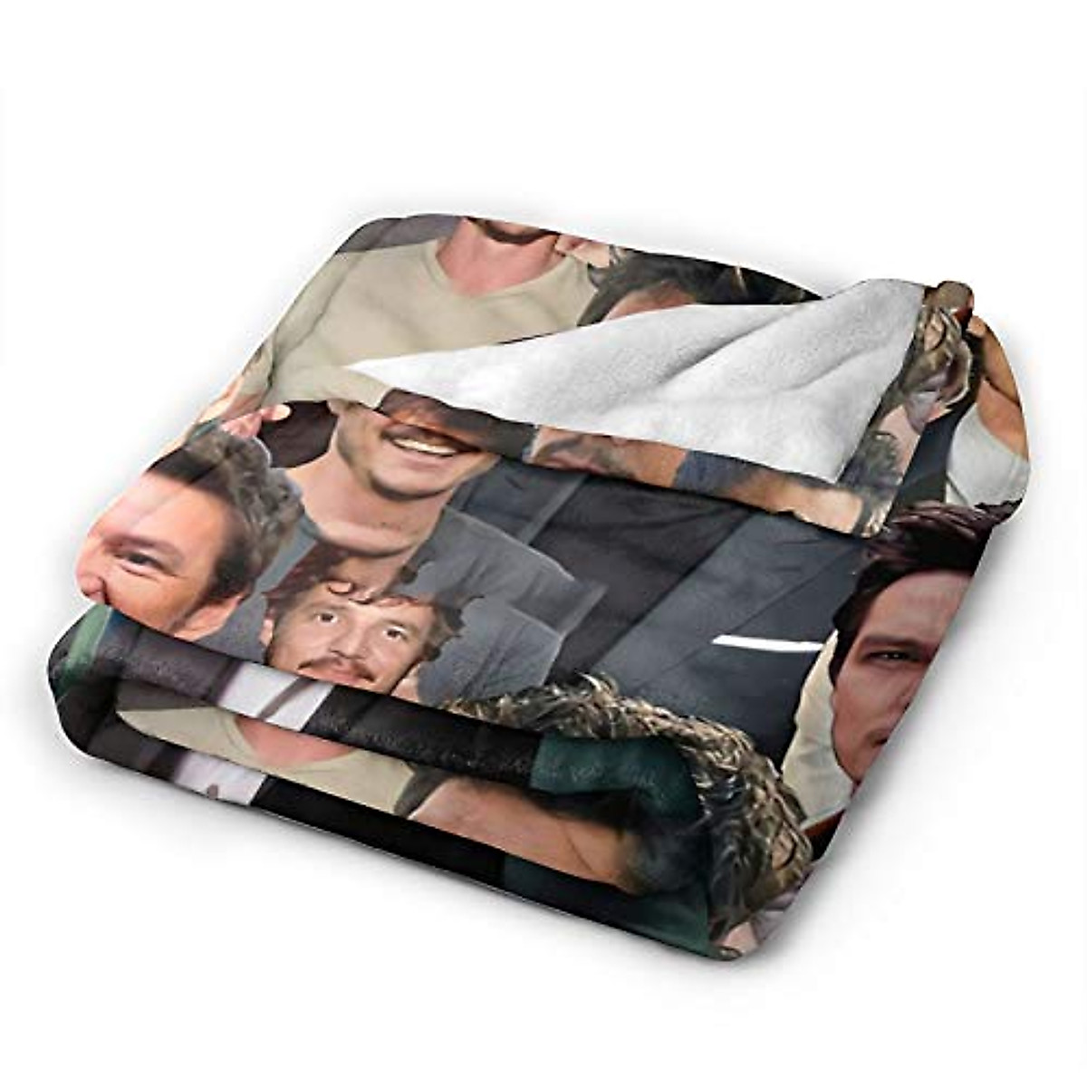 Pedro Pascal Photo Collage Soft and Comfortable Warm Fleece Blanket for Sofa,Office Bed car Camp Couch Cozy Plush Throw Blankets Beach Blankets (50"x40")