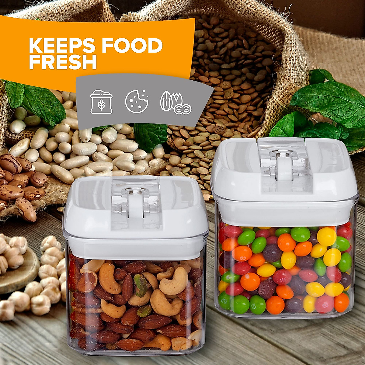Cheer Collection Airtight Food Storage Containers, Kitchen Storage Containers for Pantry, Set of 12 Food Containers with Lids Airtight, Pantry Storage Containers & Organizers with Lids, 5L, White