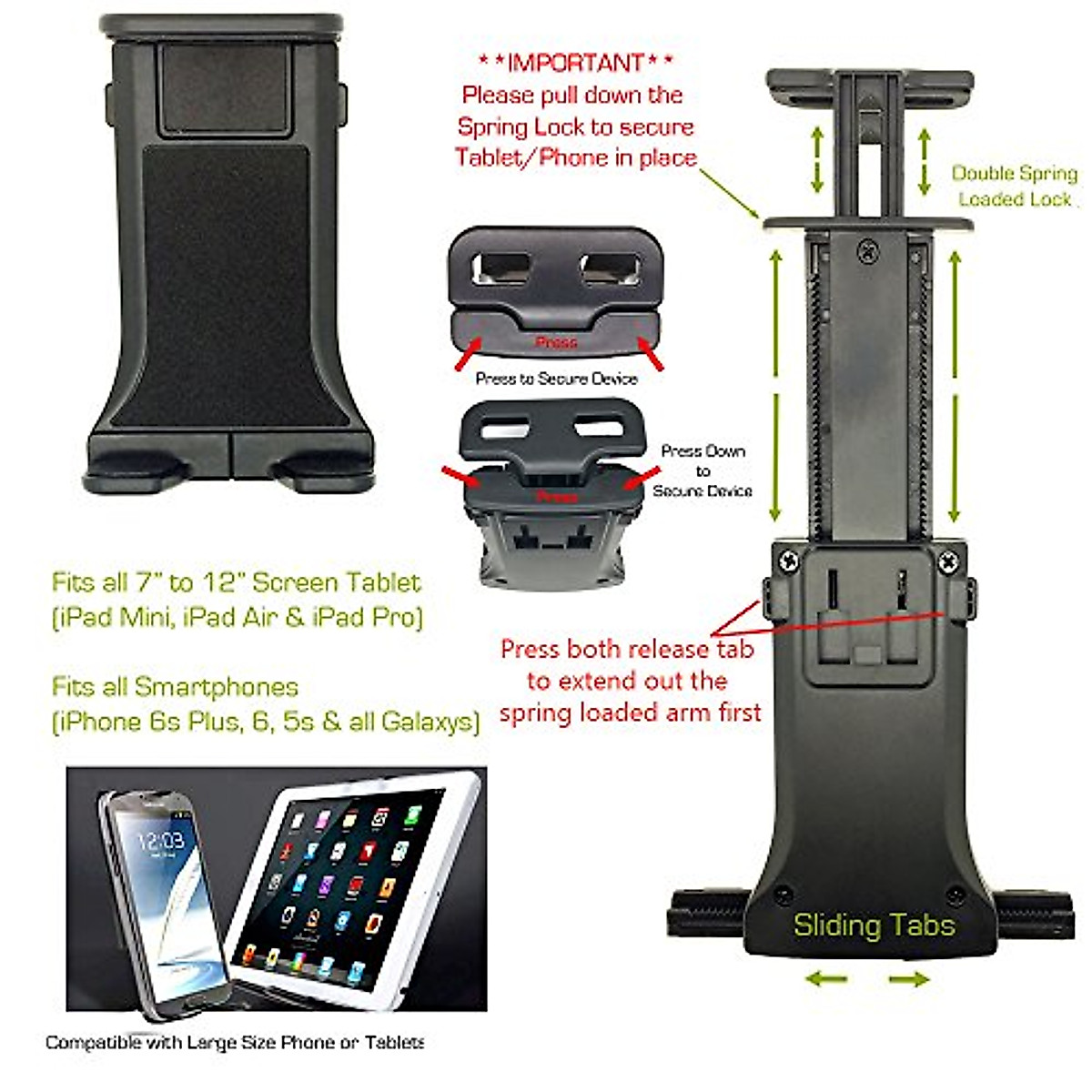 ChargerCity Simple Lock Car Vehicle Air Vent Mount w/Mega Smartphone Holder for Smartphones