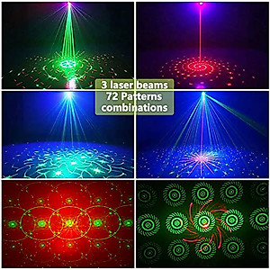 Party Lights DJ Disco Lights,Stage Laser Light Projector 2 RGB LED Multiple Patterns Sound Activated Flash Strobe Lighting with Remote Control for Parties Christmas Karaoke Wedding Home Decoration