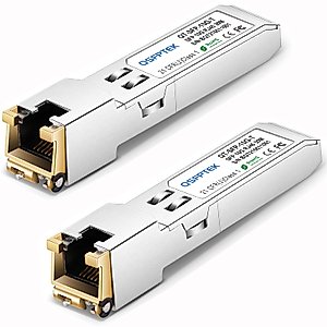 2Pack 10GBASE-T SFP+ Module, 10G SFP+ to RJ45 Copper, 10gbe SFP Ethernet Optical Mini-GBIC Transceiver for Cisco SFP-10G-T-S, Ubiquiti UF-RJ45-10G, Netgear, Mikrotik, Supermicro, Fortinet, CAT6A/CAT7