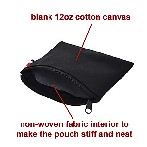 Aspire 12-Pack Canvas Coin Purses, Square DIY Small Zipper Pouches, 4-1/4 x 4-1/4 Inch (Black)