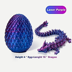 Easter Basket Stufers, 3D Printed Dragon Surprise Egg , Decorative Easter Egg fillers Easter Gifts for Boys Kids Home Decor, Executive Dragon Fidget Desk Toys (Purple)