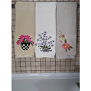 GEORGIABAGS 100% Cotton Velour Fingertip Towel Set (3 Pack), Cotton, Super Soft 11” x 18” Small Hand Towels, Extra-Absorbent Finger Tip Towels for Bathroom & Guests & Gift (Assorted Mix Color)