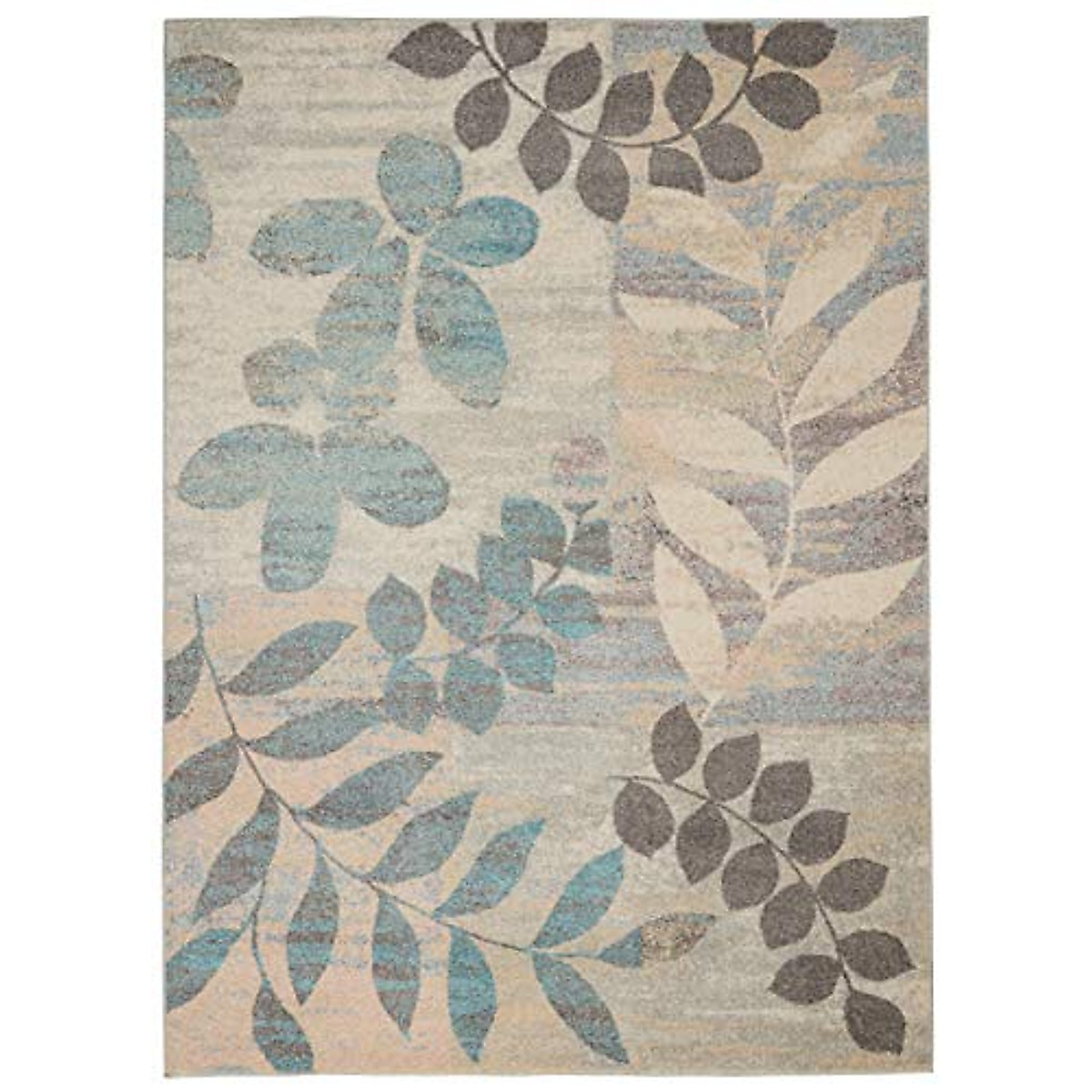 Nourison Tranquil Floral Ivory/Light Blue 4' x 6' Area -Rug, Easy -Cleaning, Non Shedding, Bed Room, Living Room, Dining Room, Kitchen (4x6)
