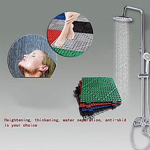 12 Pack Modular Interlocking Cushion 11.5" x 11.5" Mat Floor Tile Mats Drain Pool Patio Balcony Yard Pet Area Washer Pad(Black)