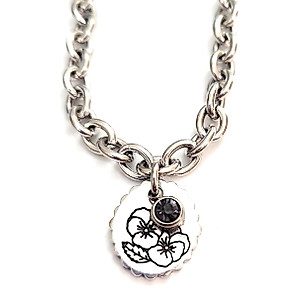 February Birthstone Charm Bracelet and Birth Month Violet Flower Simple Dainty Gift for Her Mom Daughter