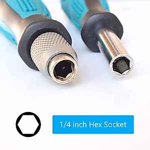 1/4 Hex Screwdriver Bit Holder Handle 2PCS, SKZIRI Hex Screwdriver Bit Handle Holder Set with 1 Quick Change Handle and 1 Magnetic Screwdriver Bit Holder Handle