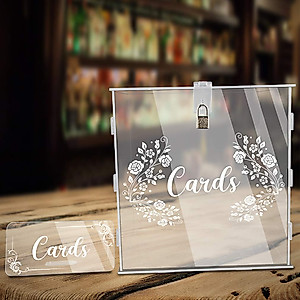 Wedding Card Box Arcylic Clear Card Box with Lock for Wedding Reception Gift Card Box Money Box Holder with Sign for Birthday Anniversaries Bridal Baby Shower