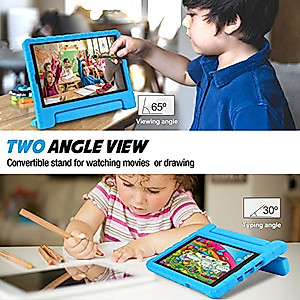 ProCase Kids Case for Alcatel Joy Tab 2 8 inch 2020(Model: 9032Z), Alcatel Joy Tab 2 Case, Shockproof Kids Friendly Convertible Handle Stand Case for Metrobyt-Mobile Alcatel Joy Tab 2 Tablet -Blue