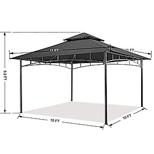MASTERCANOPY Outdoor Garden Gazebo for Patios with Stable Steel Frame(11x11, Dark Gray)