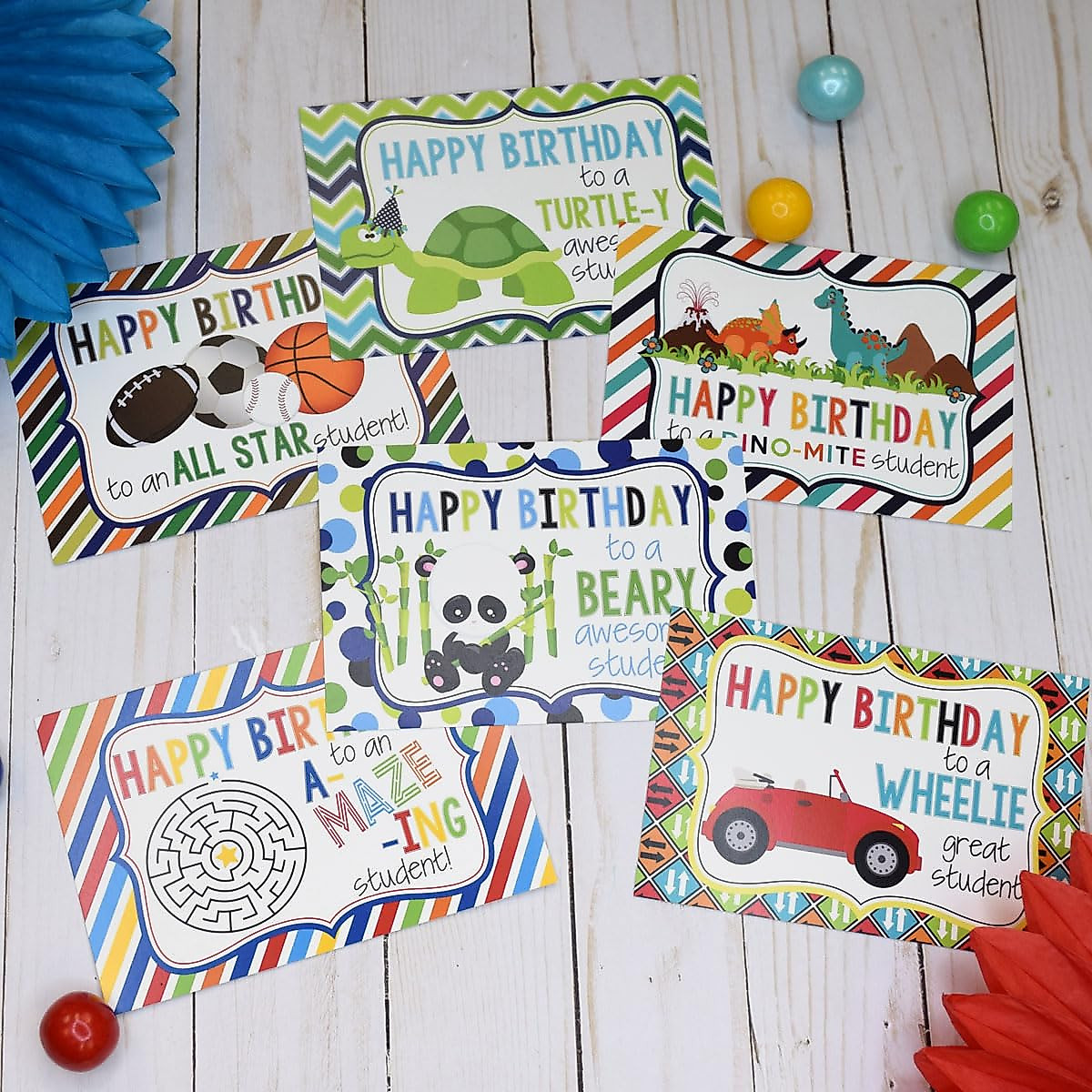 Cute & Funny Puns Themed Happy Birthday From Teacher To Student Blank Postcards, 4"x6" Fill In Notecards (6 different designs) by AmandaCreation (30)