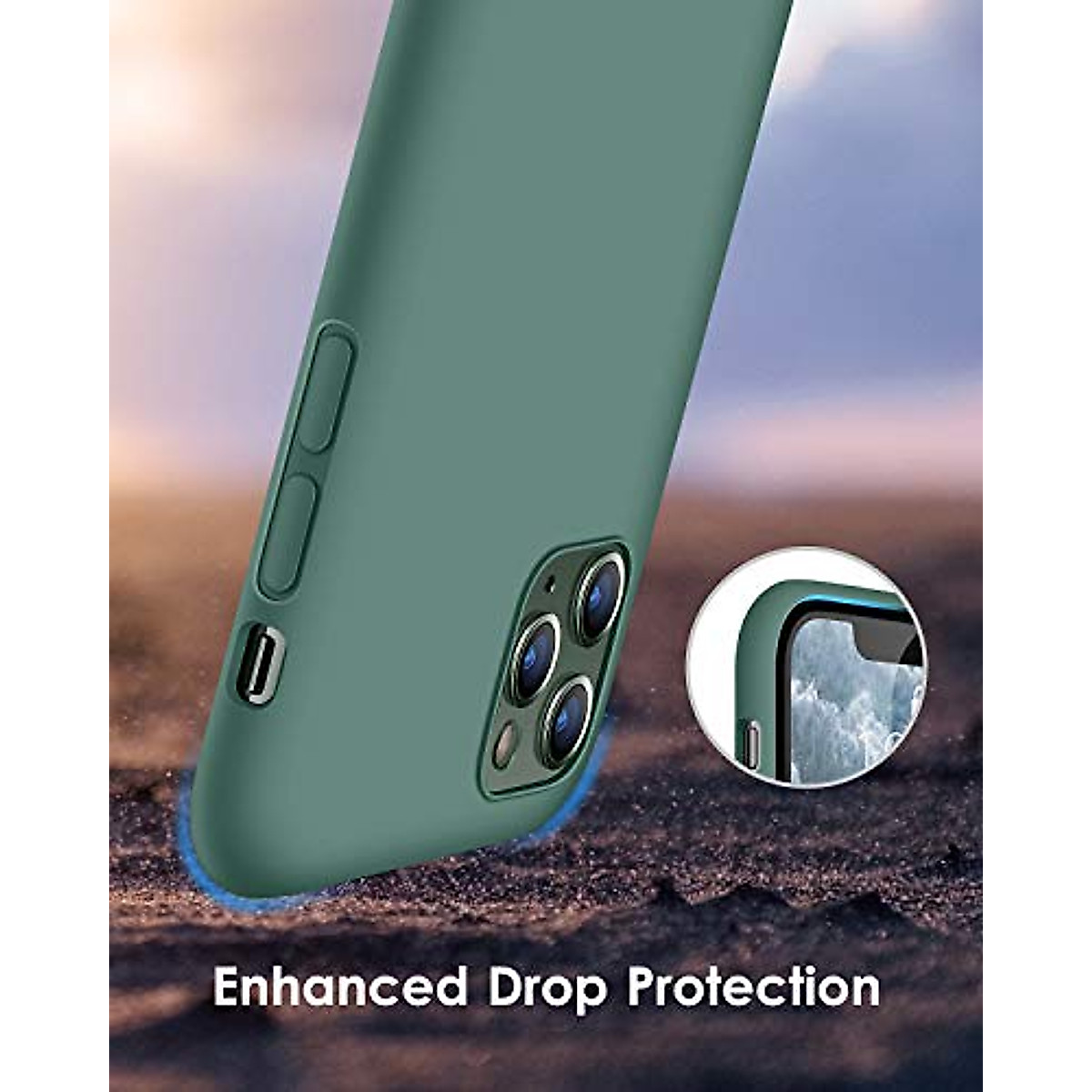 DTTO Compatible with iPhone 11 Pro Case, [Romance Series] Full Covered Silicone Cover [Enhanced Camera and Screen Protection] with Honeycomb Grid Cushion for iPhone 11 Pro 5.8" 2019,Midnight Green