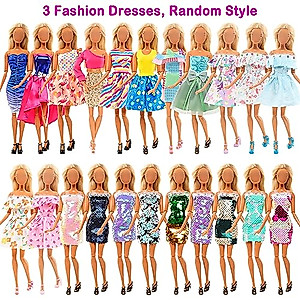 BARWA 35 Pack Doll Clothes and Accessories 5 PCS Fashion Dresses 3 PCS Gown Dresses 3 Bikini Swimsuits 5 Outfits 10 Shoes 5 Glasses for 11.5 inch Doll