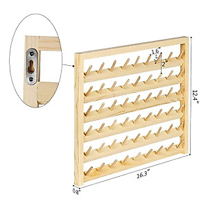 pizarra 54 Spool Sewing Thread Stand, Wall Mount Sewing Thread Stand with, Wooden Embroidery Organizer for Sewing