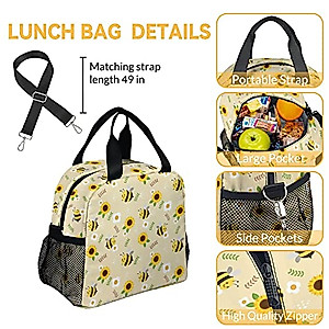 CUNEXTTIME Bee Backpack with Lunch Box And Pencil Case, Set of 3 Cute Bookbag for Girls Boys, Lightweight Large Capacity School Bag