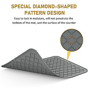 Silicone Dish Drying Mat,EG-SIPRO Thickened High Purity Silicone Drying Mat Heat Resistance Kitchen Drying Mat Silicone Dish Mat Gray Dish Drying Mat for Kitchen Counter(16"x12"-2 PCS)