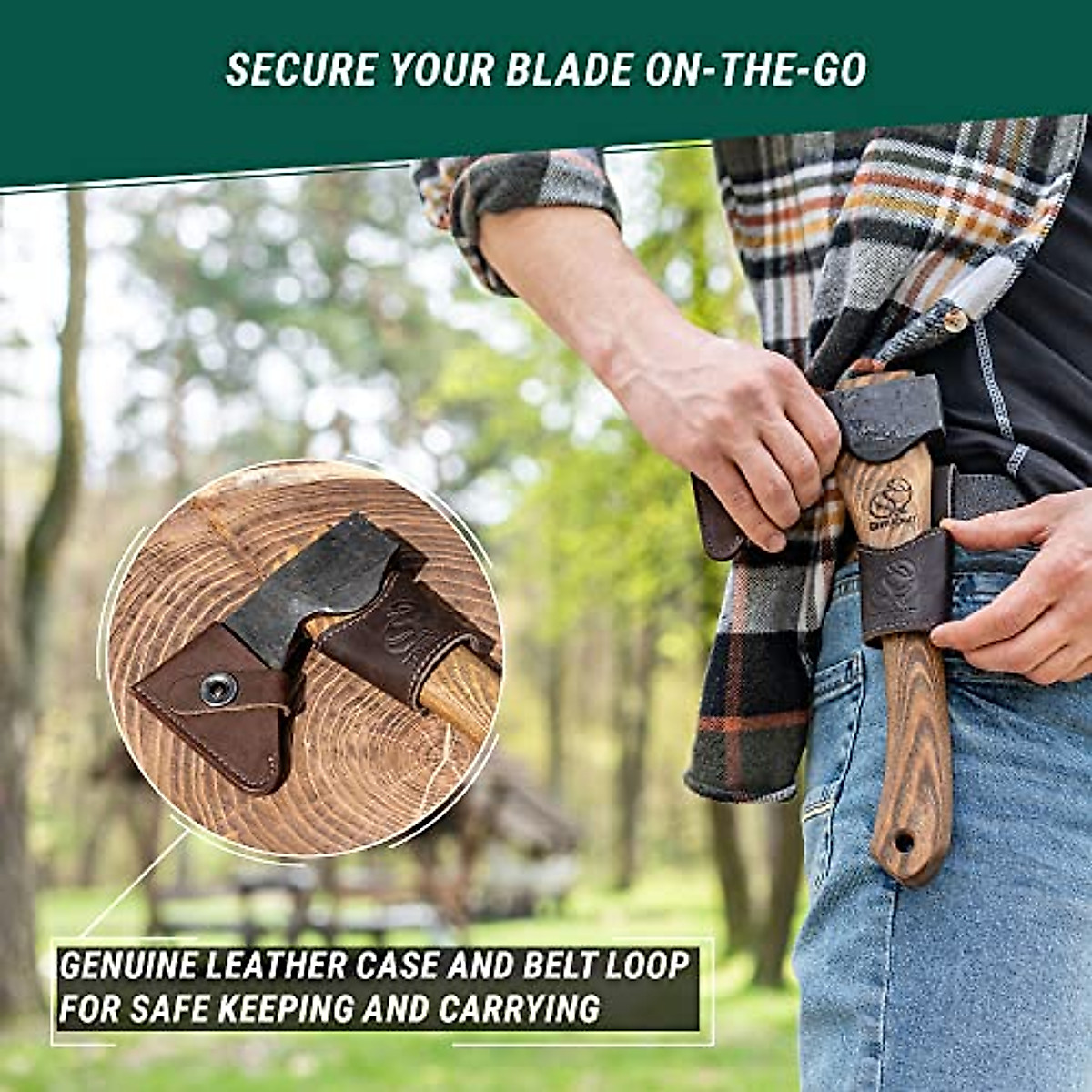 BeaverCraft Carving Axe Hand Forged Hatchet with Sheath - Small Axe Hatchet Axe with Wood Handle - Bearded Axe Wood Hatchet Forged Axe Bushcraft Hatchet Camping Hatchet Carving Axe Hatchet AX1