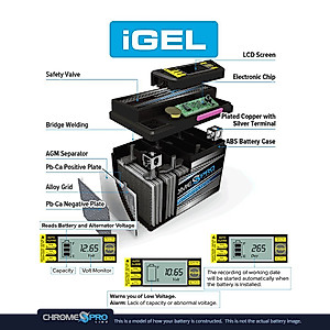 YTX14-BS iGel High Performance - Rechargeable Replacement Maintenance Free - Sealed AGM Motorcycle Battery