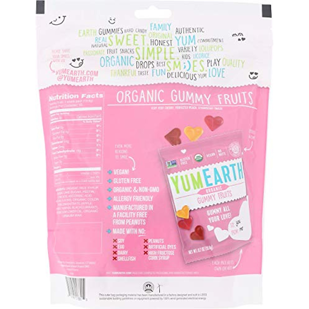 YumEarth Valentines Gummy Fruits, 10 Snack Packs (7 Ounces each)
