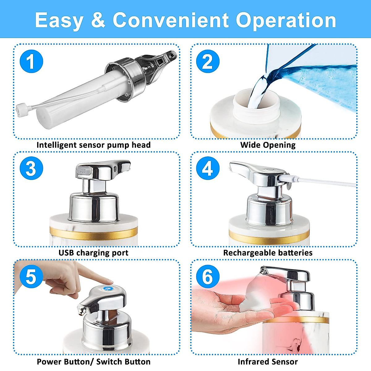 Automatic Soap Dispenser-Foaming Hand Soap Dispenser-Rechargeable Electric Automatic Soap Dispenser Touchless-Foam Hand Touchless Soap Dispenser for Bathroom,Kitchen(11oz/320ml)