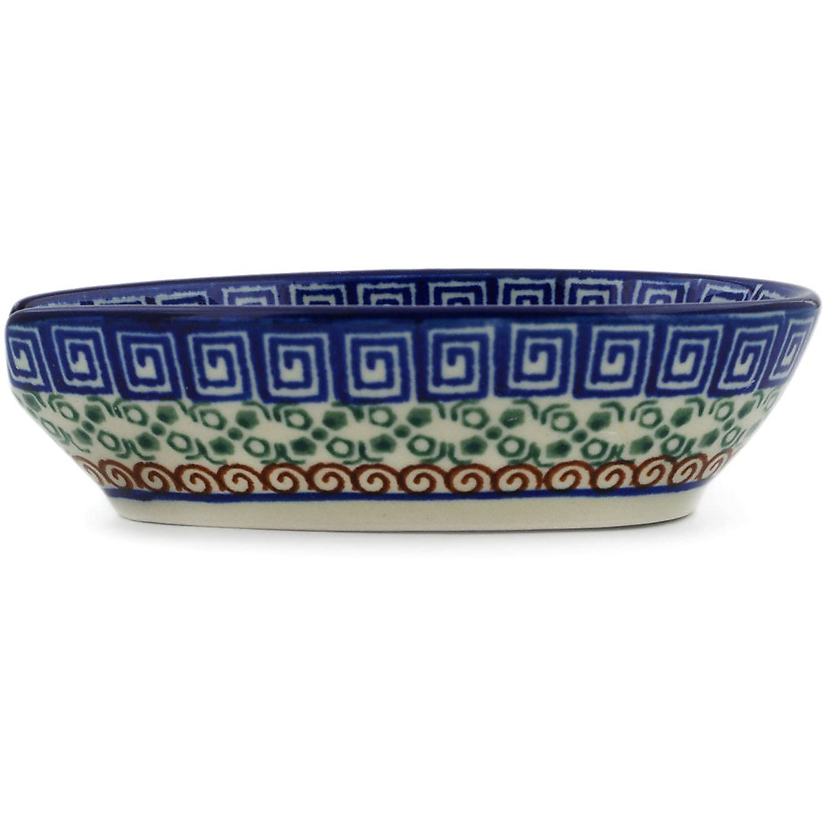 Polish Pottery 4¾-inch Spoon Rest made by Ceramika Artystyczna (Grecian Sea Theme) + Certificate of Authenticity