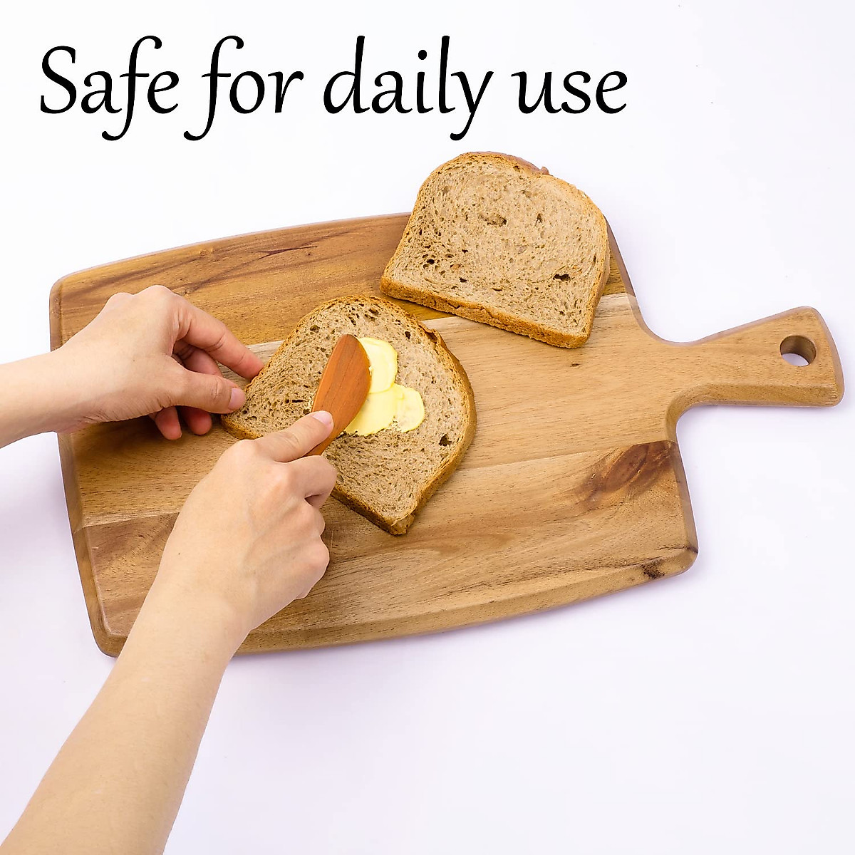 VieWood Acacia Wood Cutting Board with Handle & Hole - Wooden Kitchen Chopping Boards for Meat (Butcher Block) Vegetables and Cheese (17"x10")