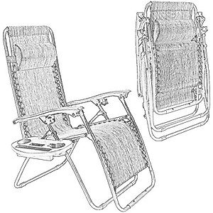 Casart Set of 2 PC Folding Lounge Chair, Outdoor Zero Gravity Recliner Chairs with Cup Holder, Perfect for Yard, Beach and Patio