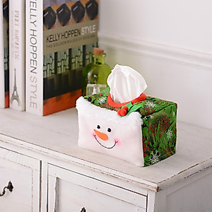 EOQPDECD 2 Pcs Christmas Tissue Box Cover Rectangular Santa Claus Xmas Snowman Tissue Case Tissue Holder Paper Towel Holder Napkin Container Winter Desktop Decoration for Holiday Home Office