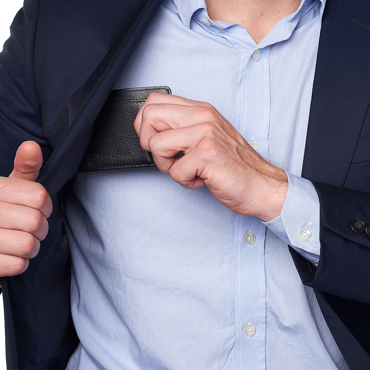 Alpine Swiss RFID Minimalist Oliver Front Pocket Wallet For Men Leather York Collection Soft Nappa Black