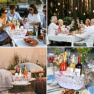 Ice Buckets for Parties, 6.5L Beverage Tub 2pcs Large Mimosa Bar Clear Acrylic Champagne Bucket with Scoops, Drink Bucket Tub for Cocktail Bar, Upgraded 6.5 Liter Wine Beer Cooler Bucket Kit